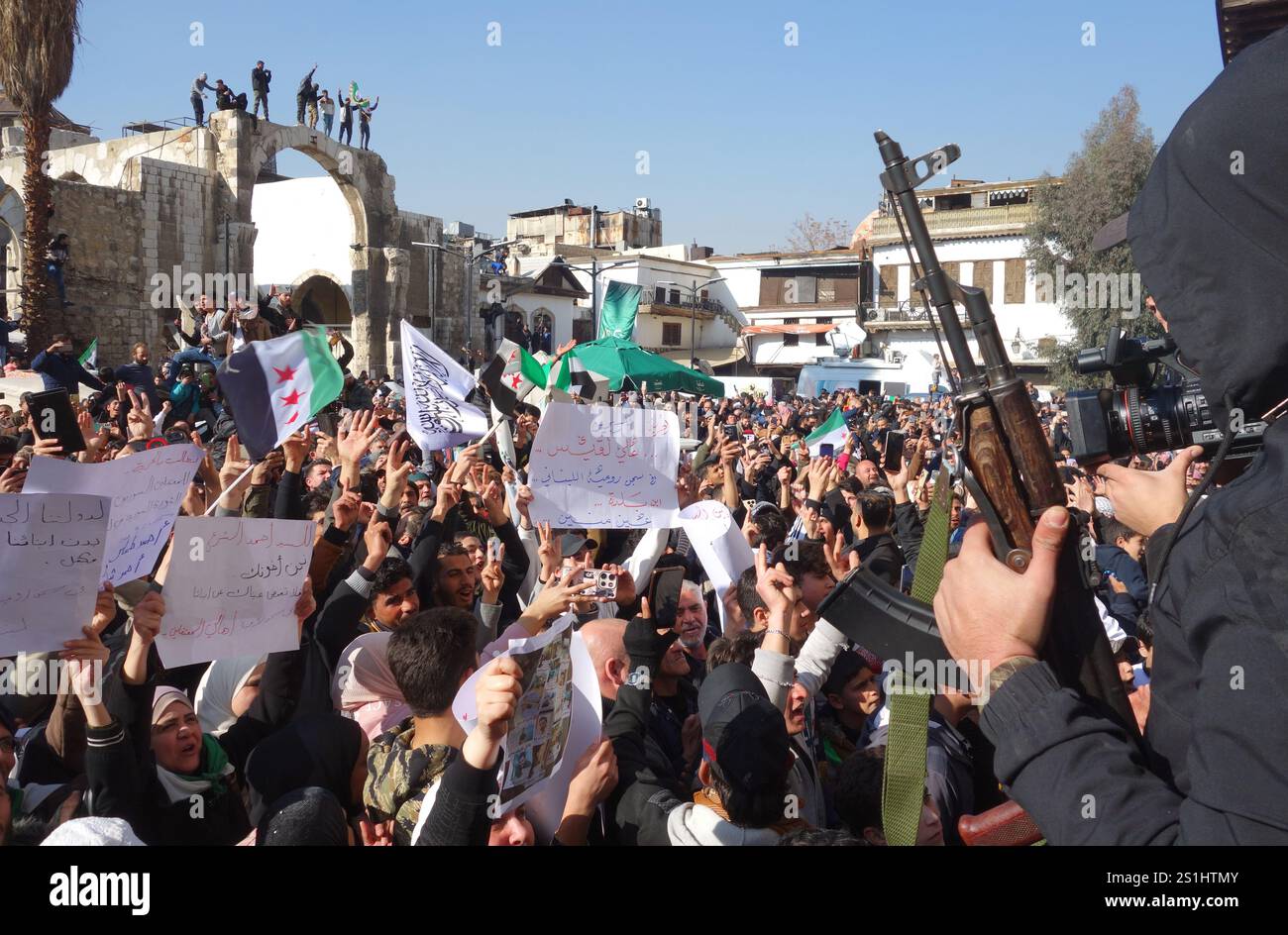 Damascus Sham, Syria. 03rd Jan, 2025. People gather for the Friday ...
