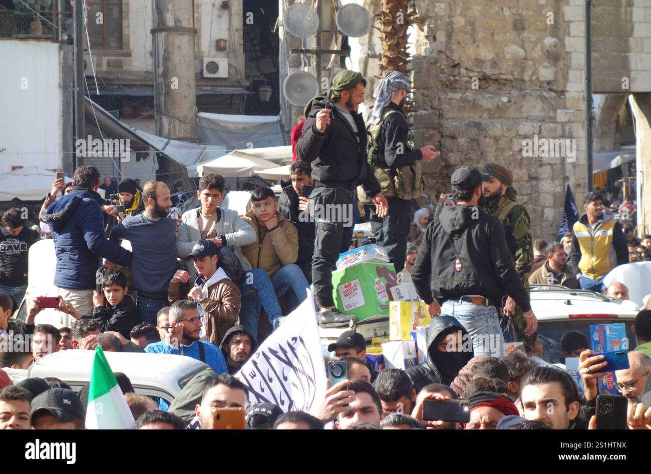 Damascus Sham, Syria. 03rd Jan, 2025. People gather for the Friday ...