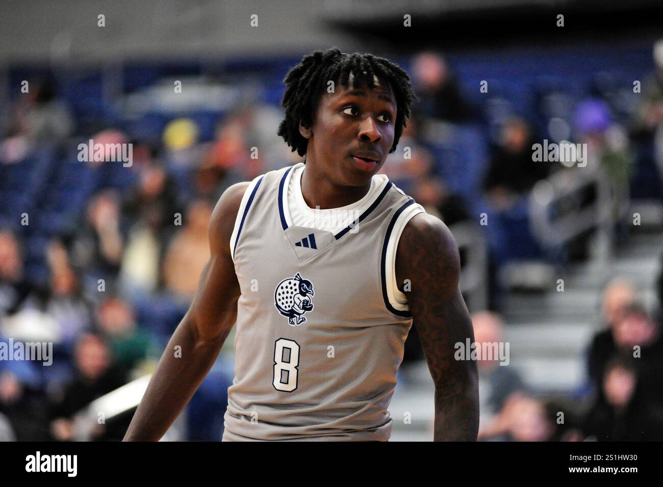 Jersey City, USA. 03rd Jan, 2025. Bryce Eaton (8) during Friday's game ...