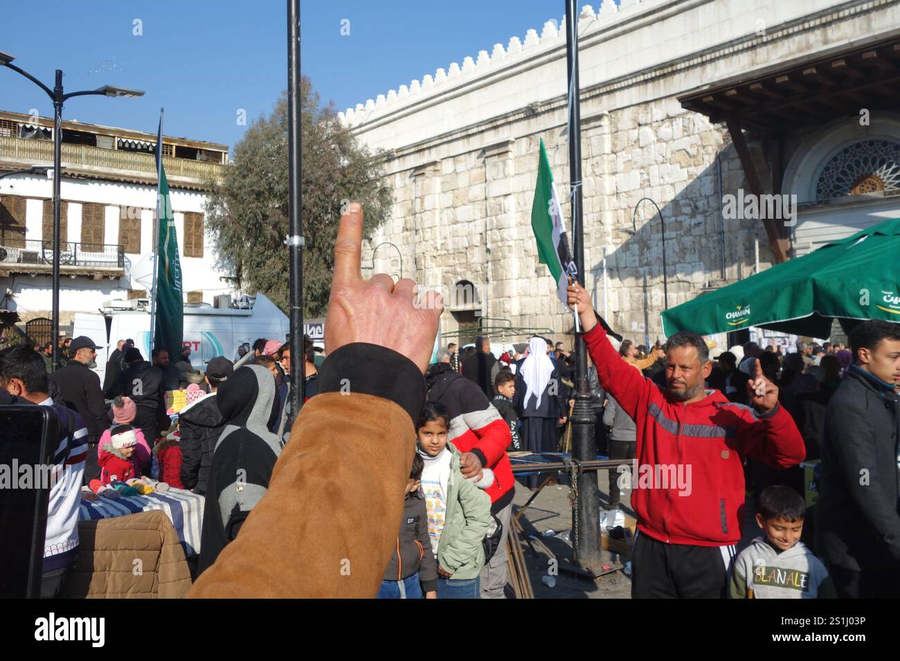 Damascus Sham, Syria. 03rd Jan, 2025. People gather for the Friday ...