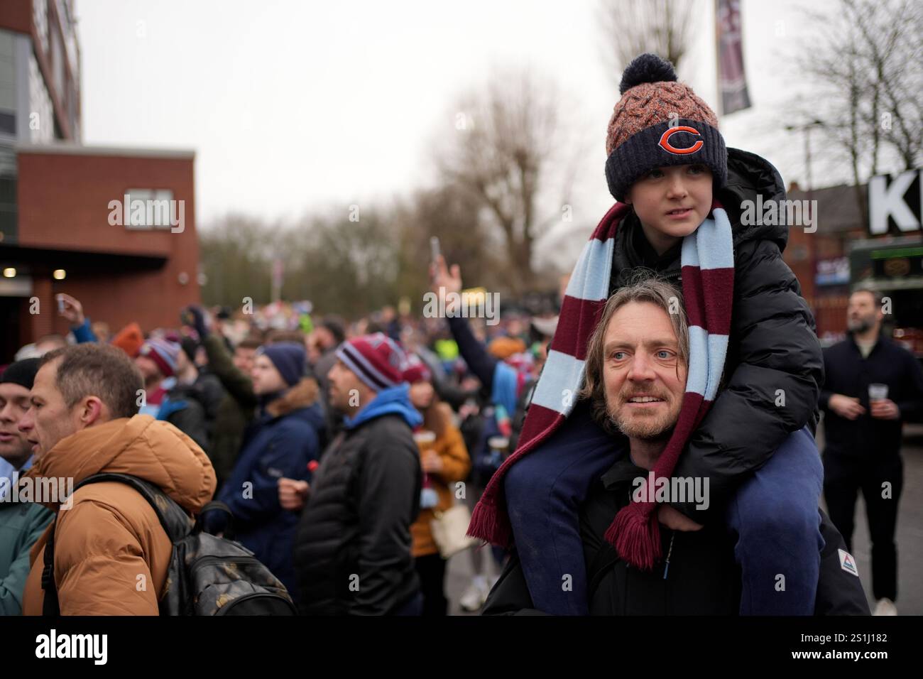 Aston Villa fans outside the stadium before the Premier League match at ...