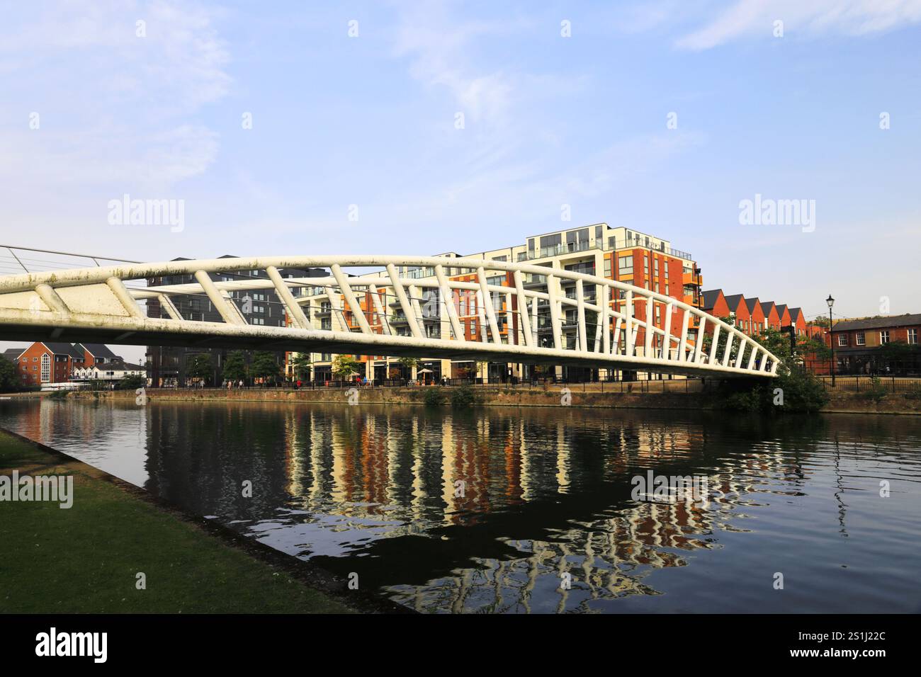 The Riverside footbridge over the river Great Ouse, Bedford town ...