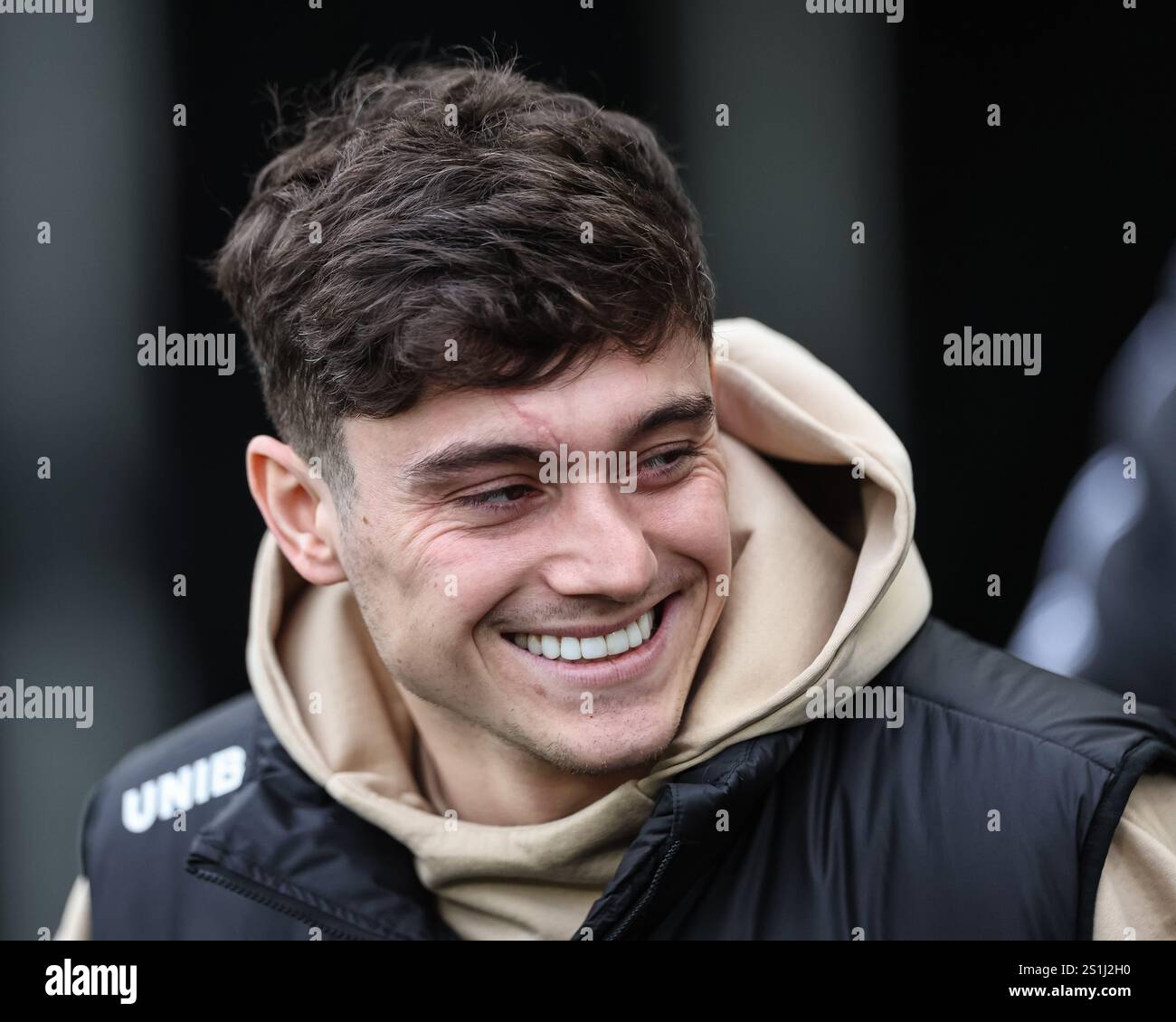 Hull, UK. 04th Jan, 2025. Daniel James of Leeds United full of smiles ...