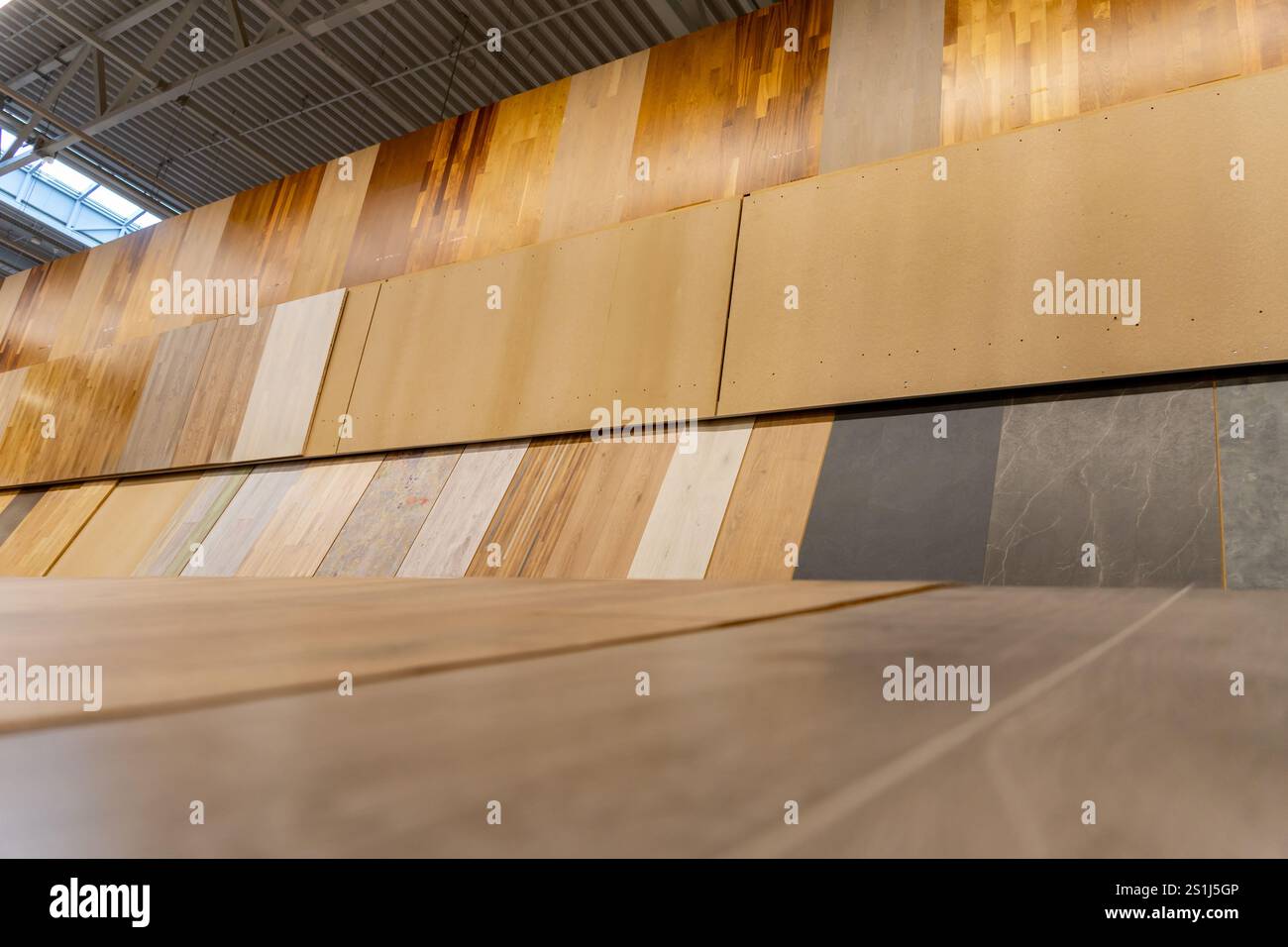 Variety of wooden flooring with different textures and colors in ...