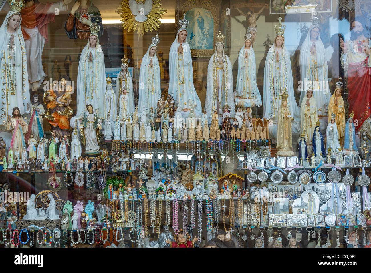 Our lady of Fatima catholic religious Virgin Mary statue in the window ...