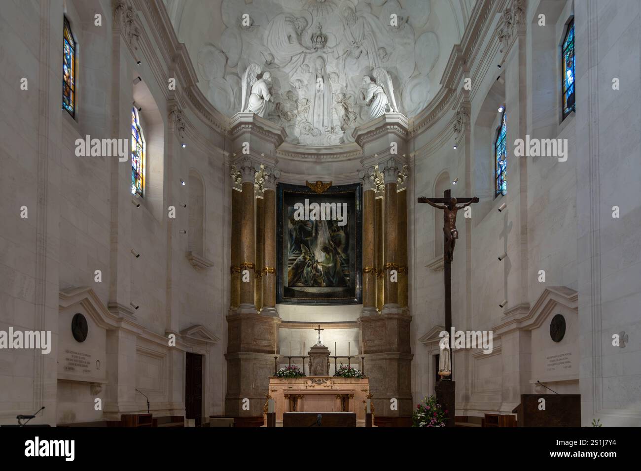 Fátima, Portugal. 1 August 2024, Altar with dome in relief, painting ...