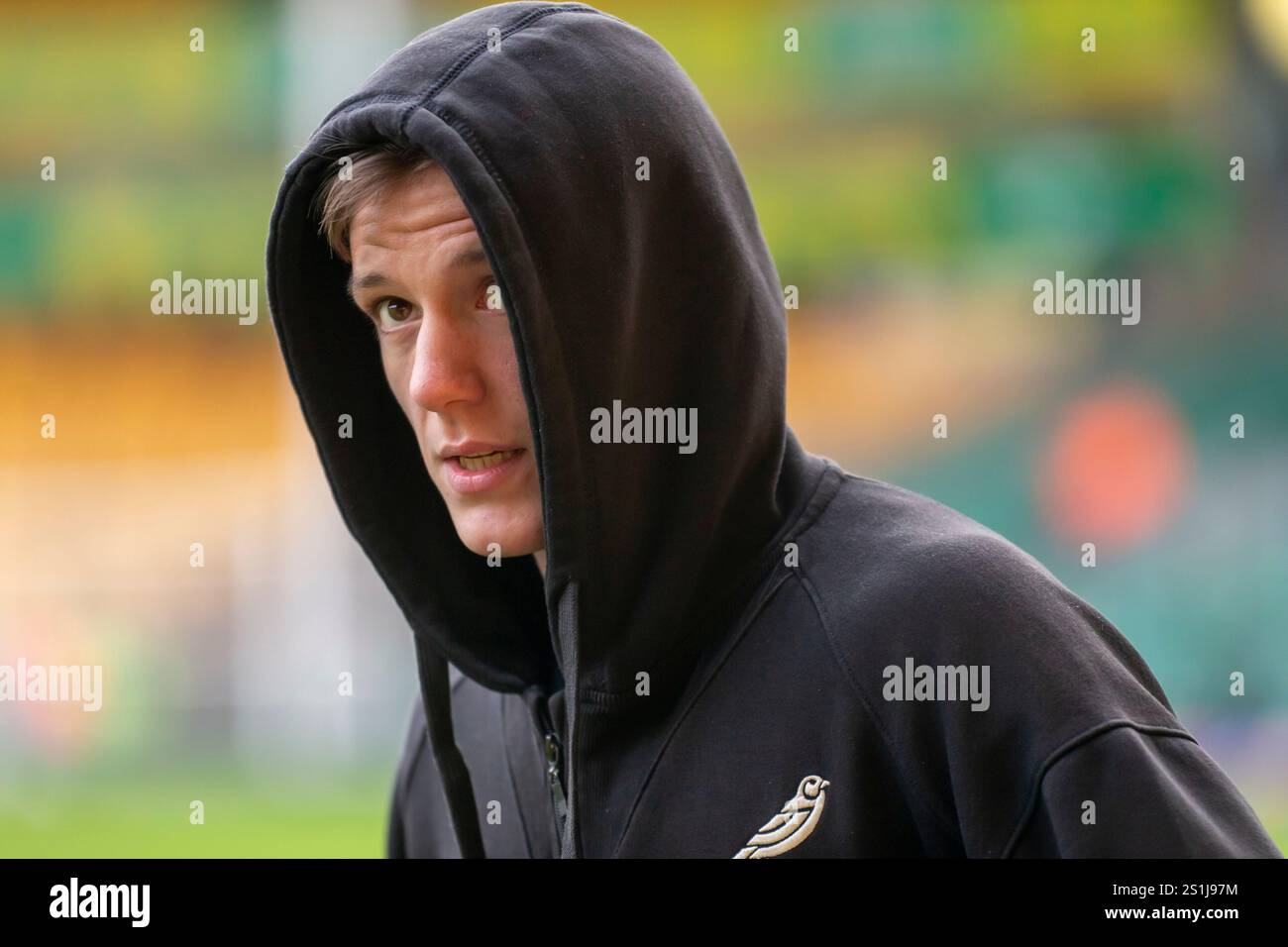 Ante Crnac of Norwich City arrives before the Sky Bet Championship ...