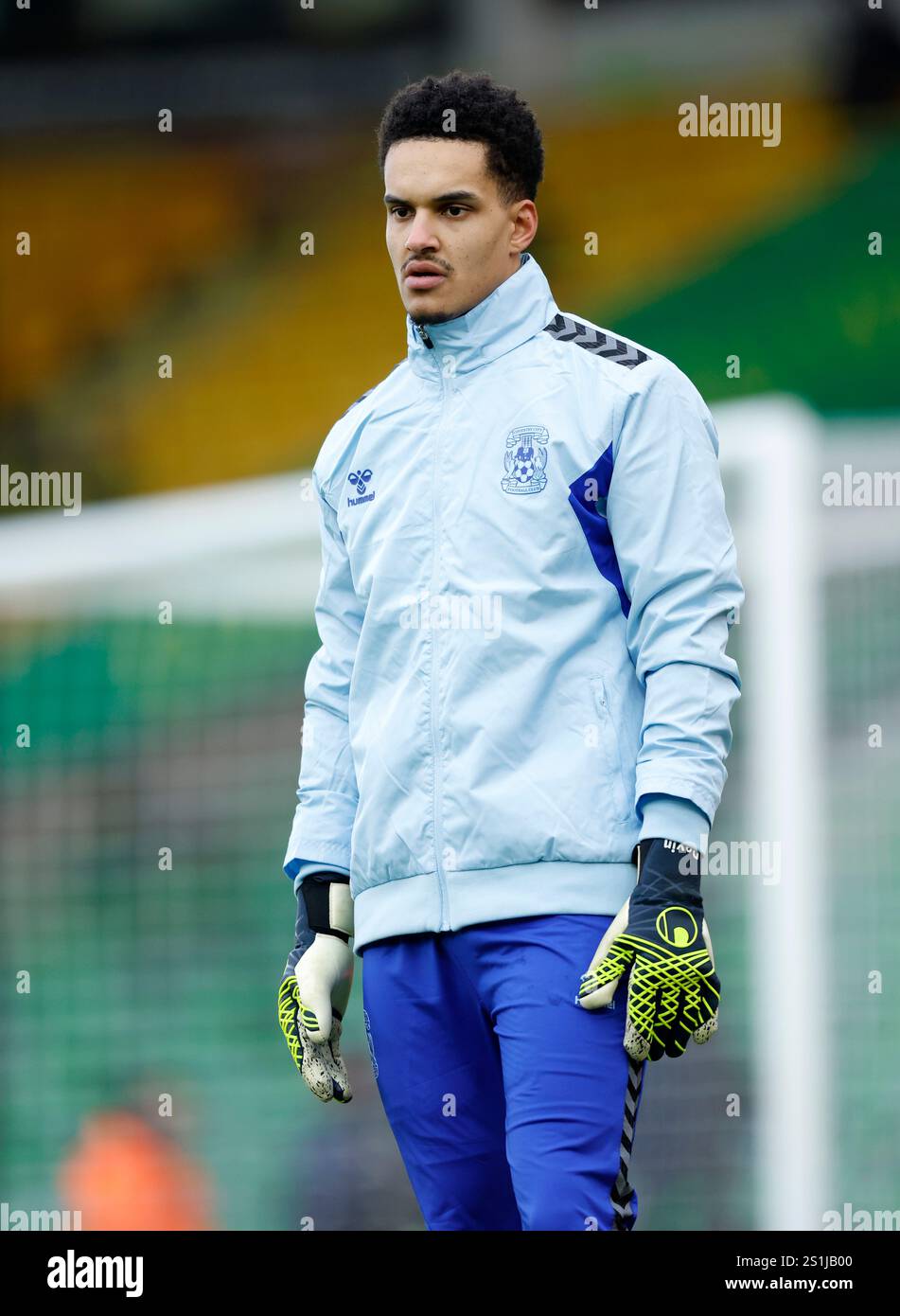 Coventry City goalkeeper Oliver Dovin during the warm up before the Sky ...