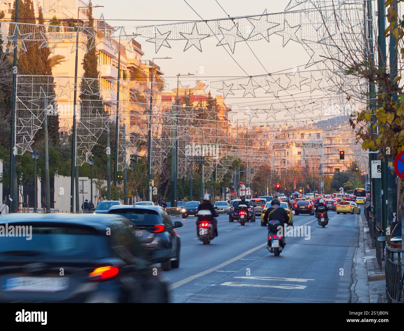 Athens, Greece - January 3, 2025: City street with traffic, buildings ...