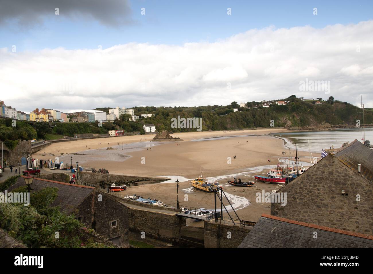 Tenby, Pembrokeshire, Wales - Jan 24 2024: Looking down to Tenby ...