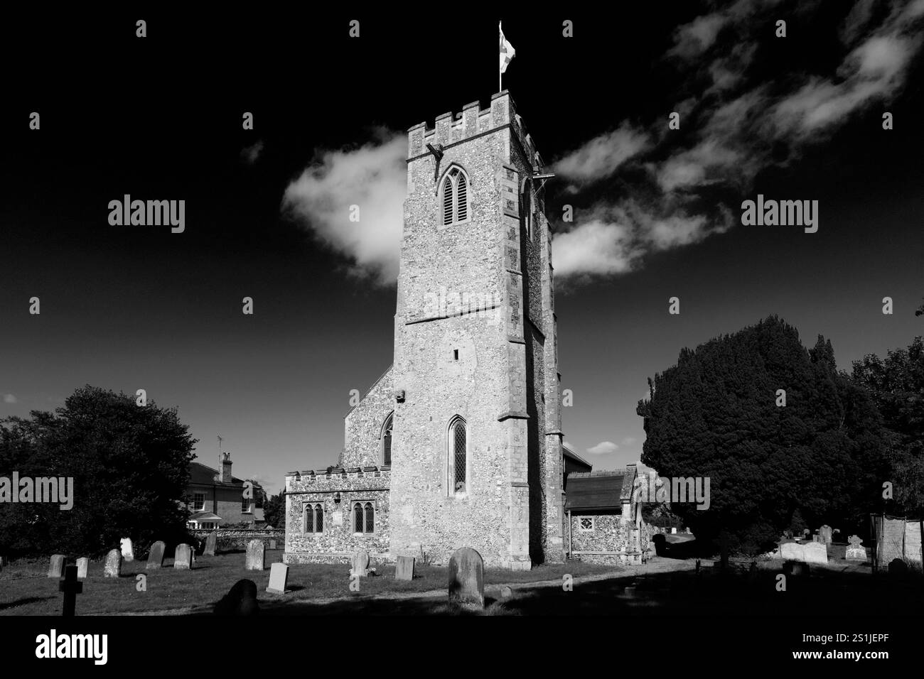 View over All Saints church, Narborough village, North Norfolk, England ...