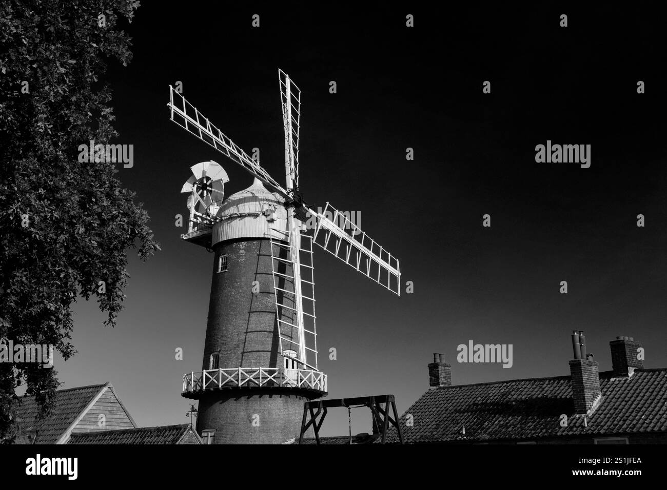 View of Bircham windmill, Great Bircham village, North Norfolk, England ...