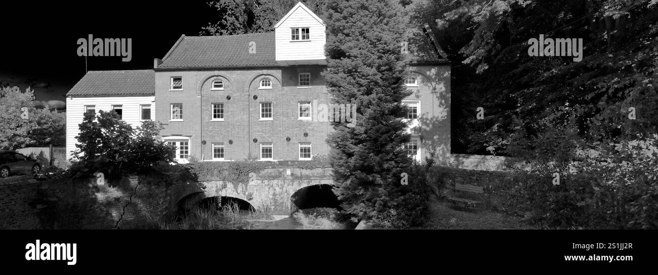 View of Narborough Mill, river Nar, Narborough village, North Norfolk ...