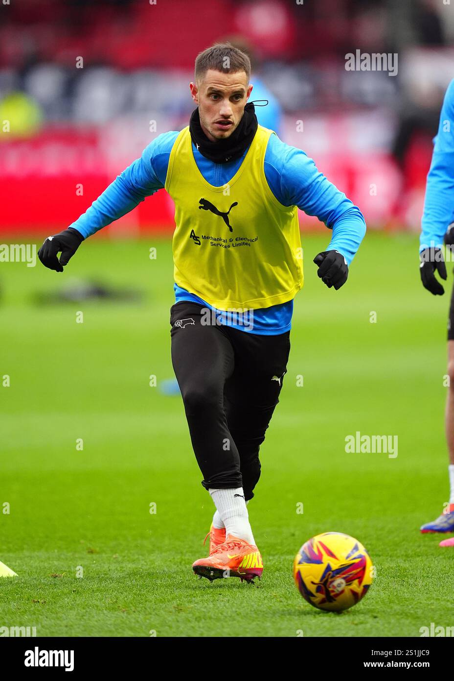 Derby County's Jerry Yates warms up before the Sky Bet Championship ...
