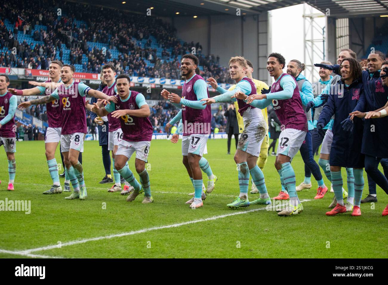 Burnley FC players celebrate at full time during the Sky Bet ...