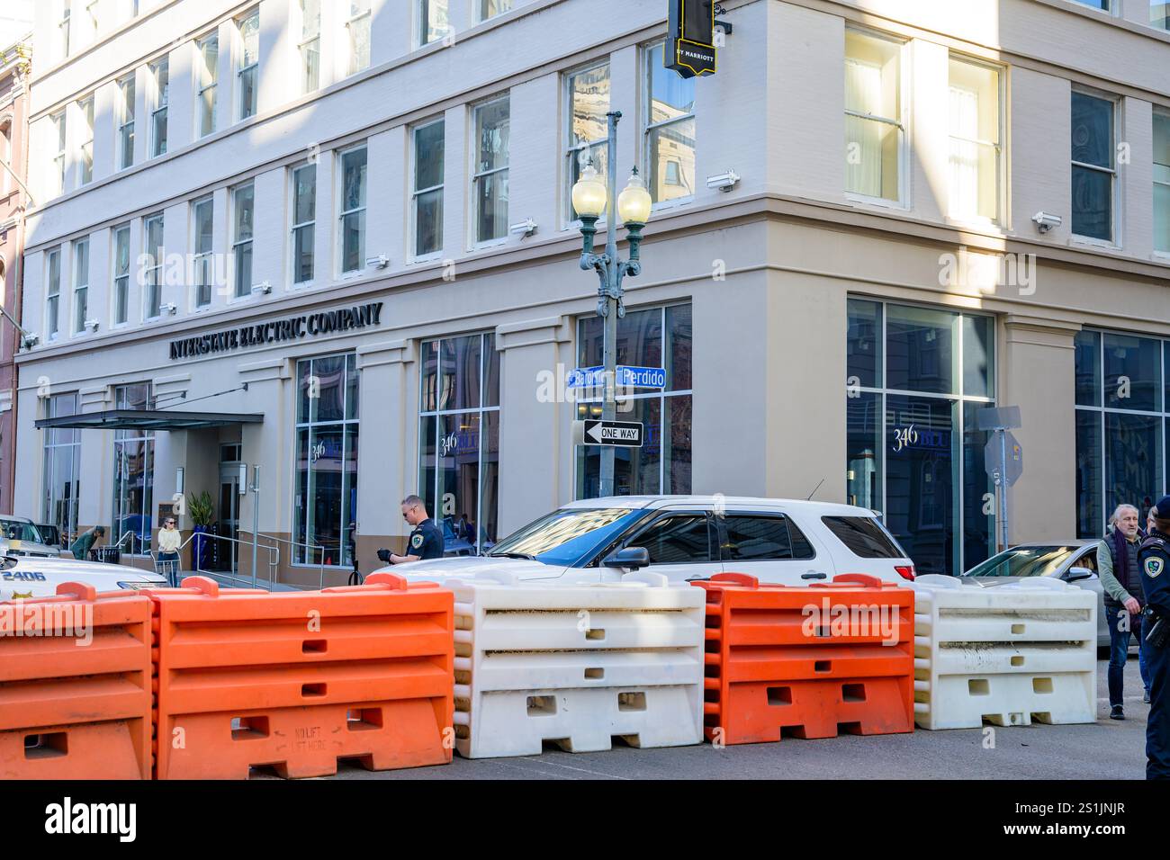 New Orleans, LA, USA - January 2, 2025: Police blockade on Baronne ...