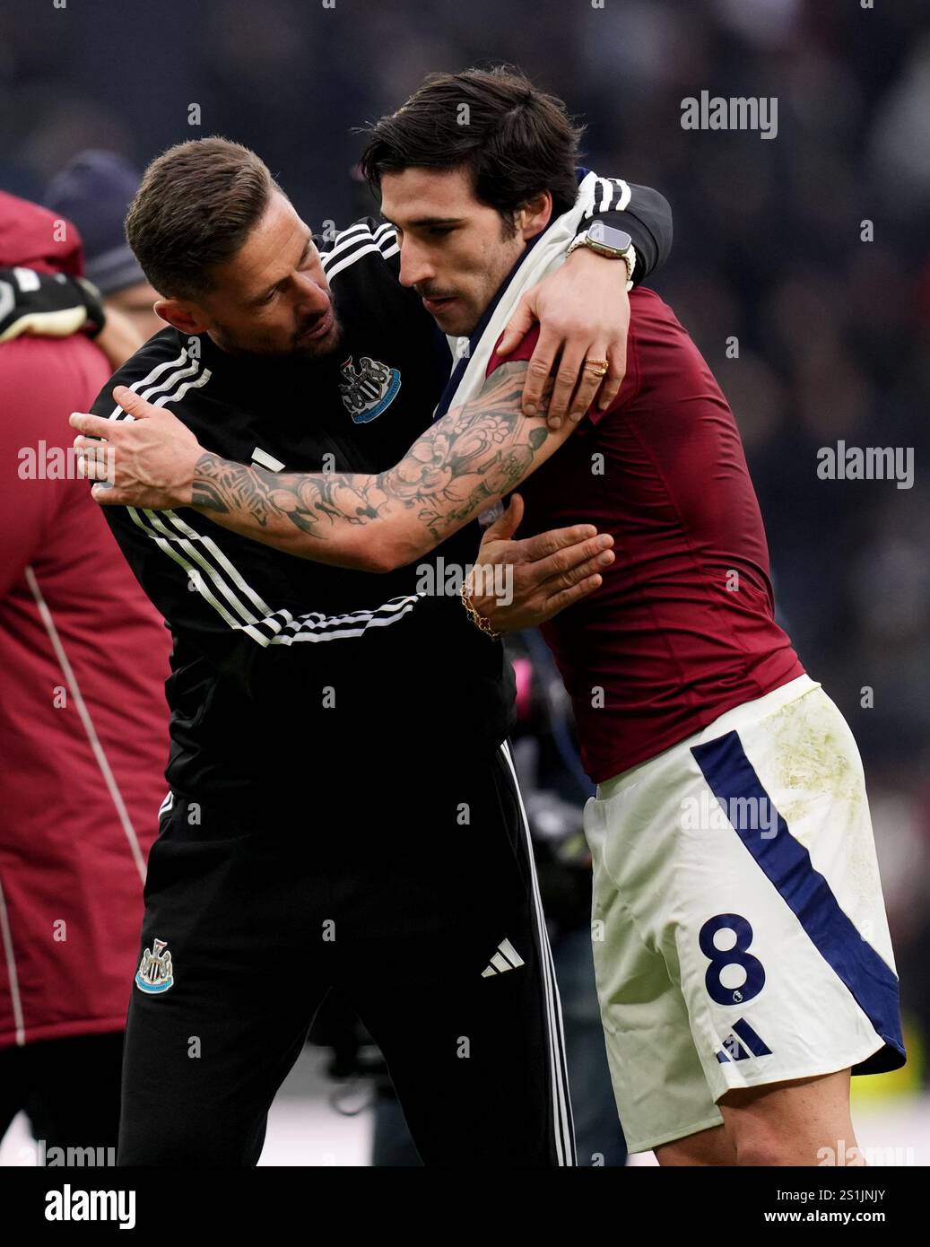 Newcastle United assistant manager Jason Tindall (left) and Sandro ...