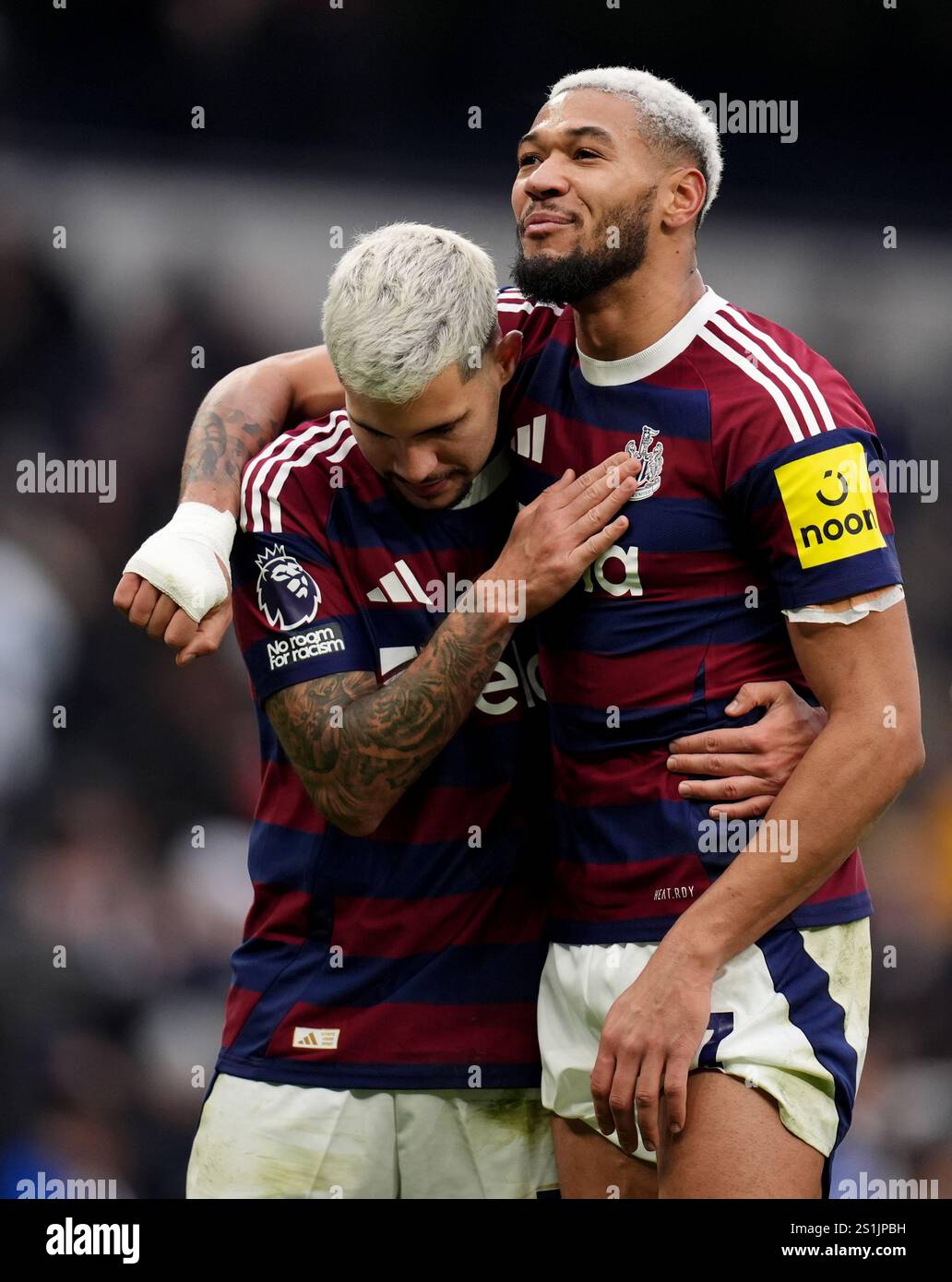 Newcastle United's Bruno Guimaraes (left) and Joelinton celebrate after ...