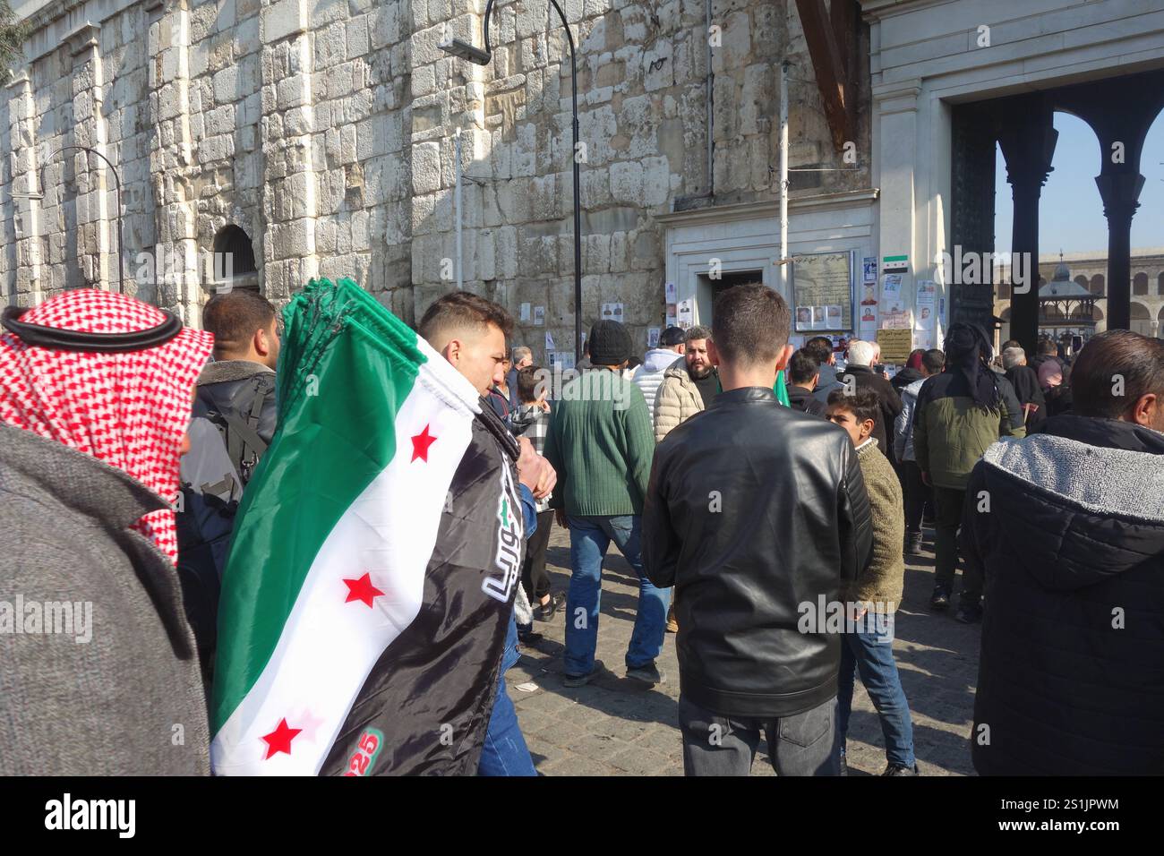 Damascus Sham, Syria. 03rd Jan, 2025. People gather for the Friday ...