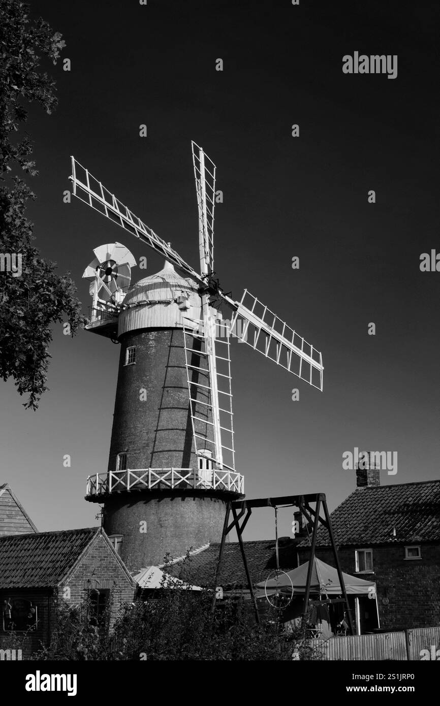 View of Bircham windmill, Great Bircham village, North Norfolk, England ...