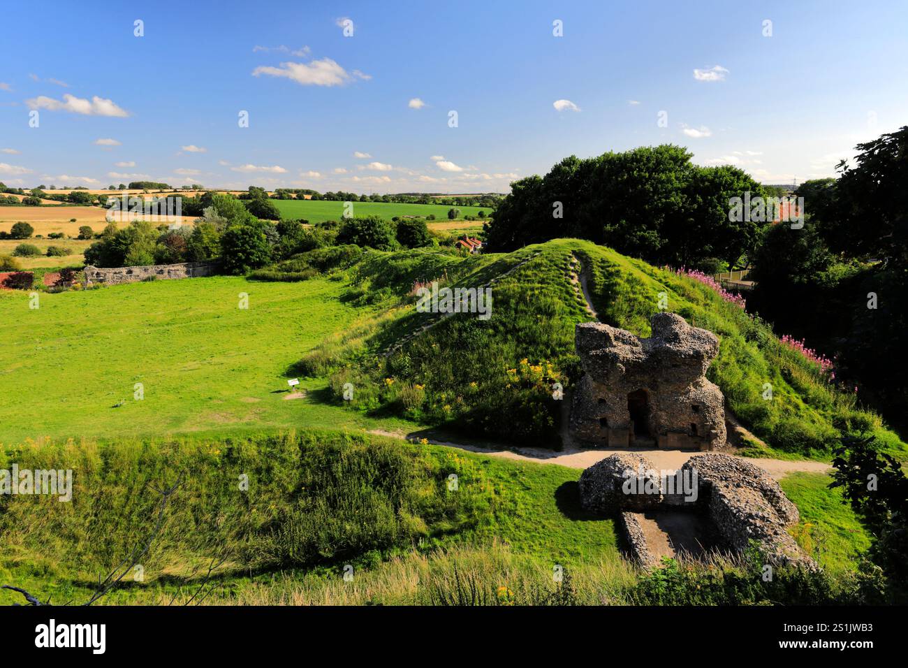 View of the ruins of Castle Acre Castle, Castle Acre village, North ...