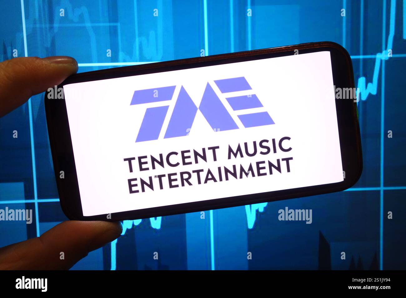 In this photo illustration, the Tencent Music Entertainment Group ...