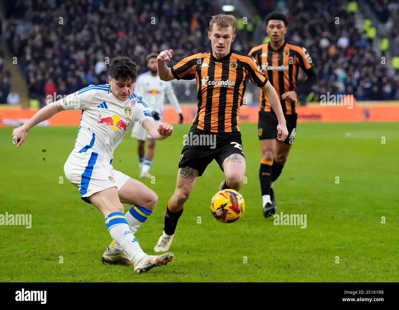 Leeds United's Daniel James (left) and Hull City's Matty Jacob in ...