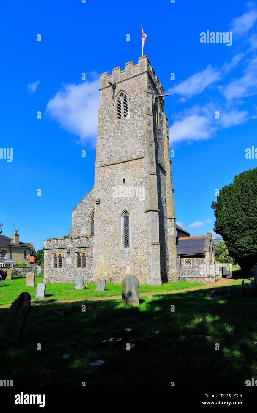 View over All Saints church, Narborough village, North Norfolk, England ...