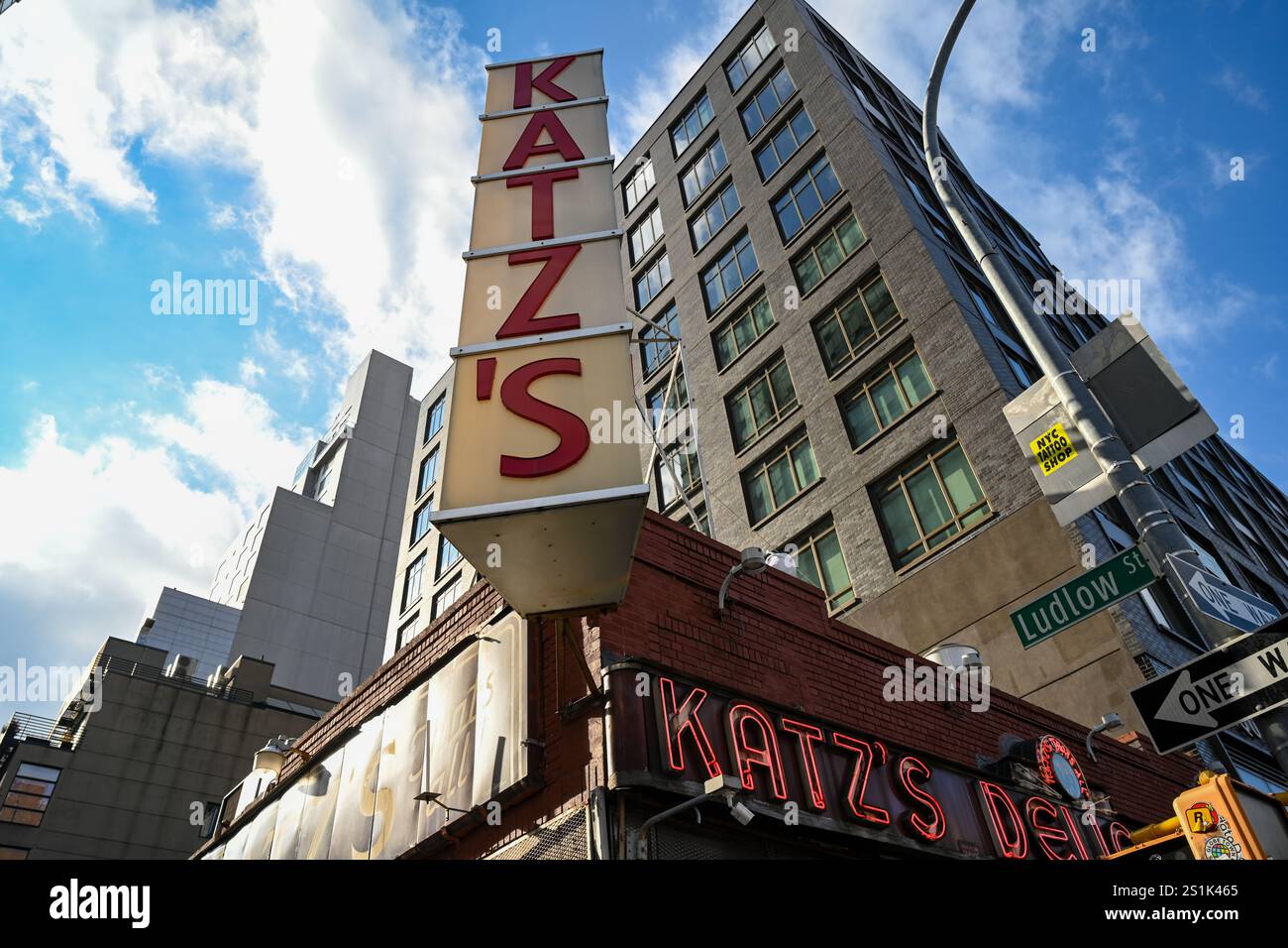 Exterior signage at Katz's Delicatessen on the Lower East Side on ...