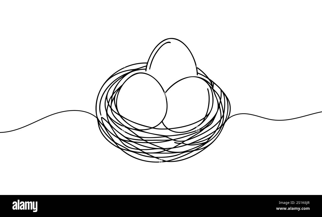 continuous line drawing of chicken eggs. one line drawing of chicken ...