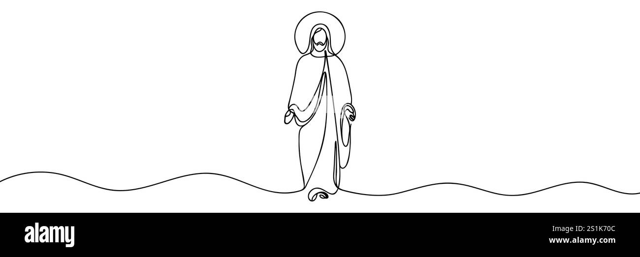 Jesus continuous line drawing. Vector illustration Stock Vector Image ...