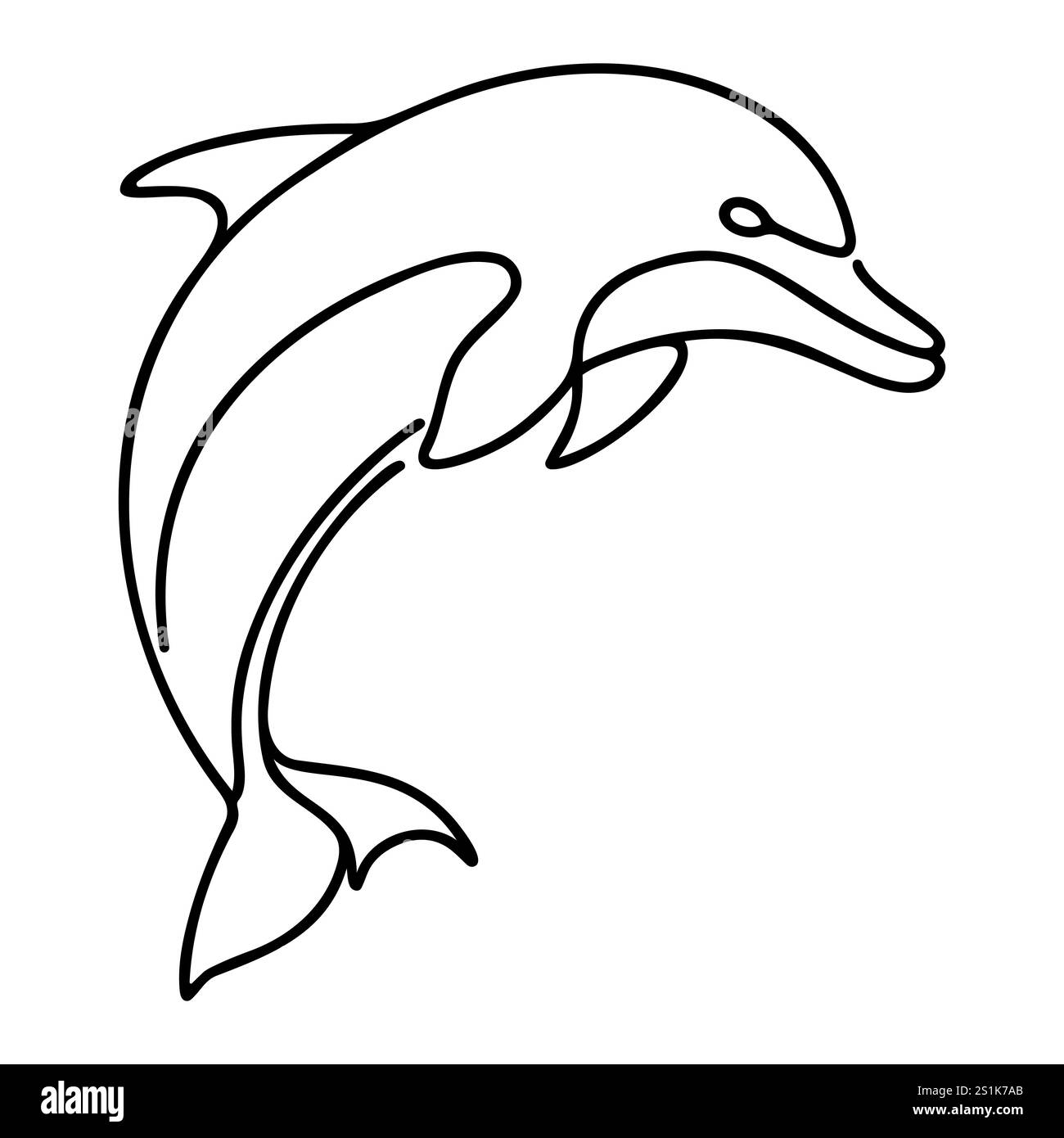 Dolphin icon, dolphin continuous one line drawing, Vector illustration ...