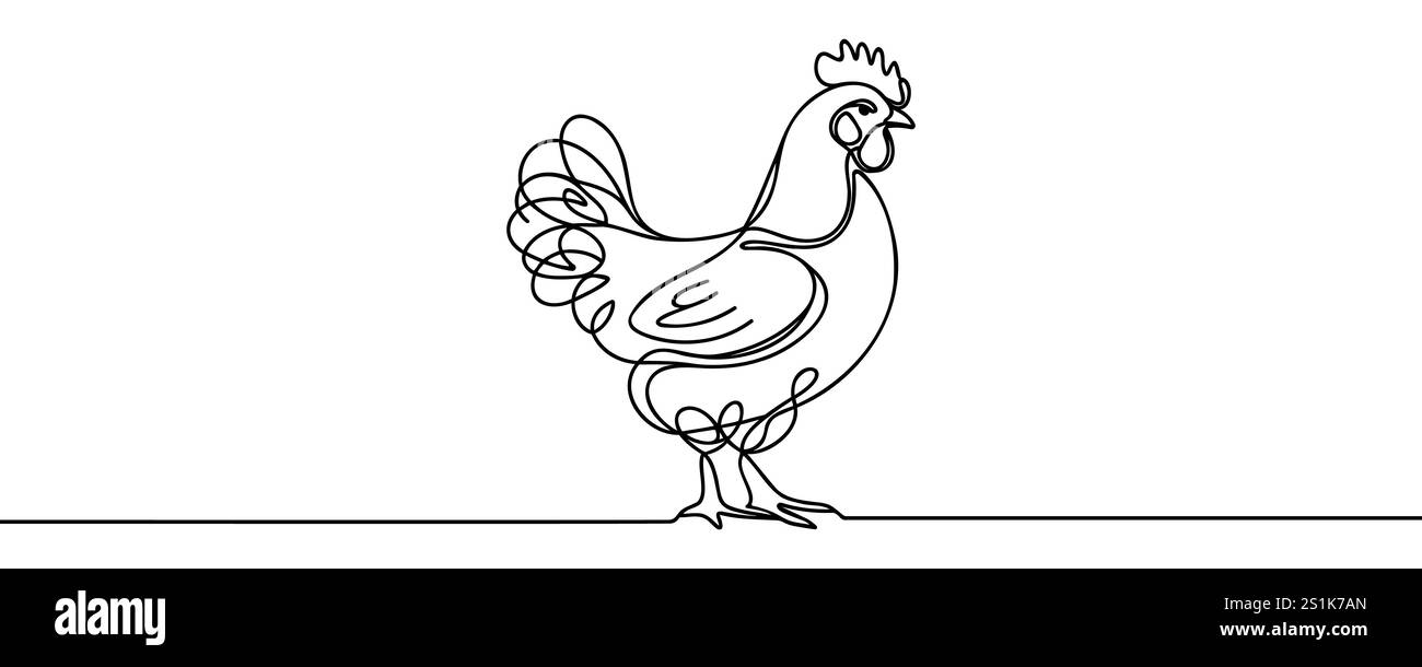 Single continuous line drawing a mother hen chicken Stock Vector Image ...