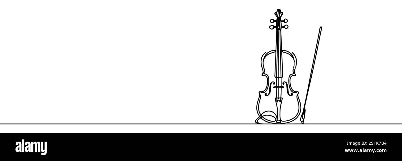 Cello, violin, one line drawing continuous isolated on white background ...