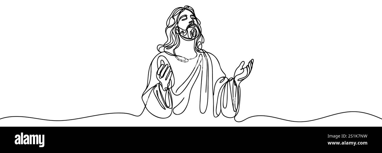 Jesus continuous line drawing. Vector illustration Stock Vector Image ...