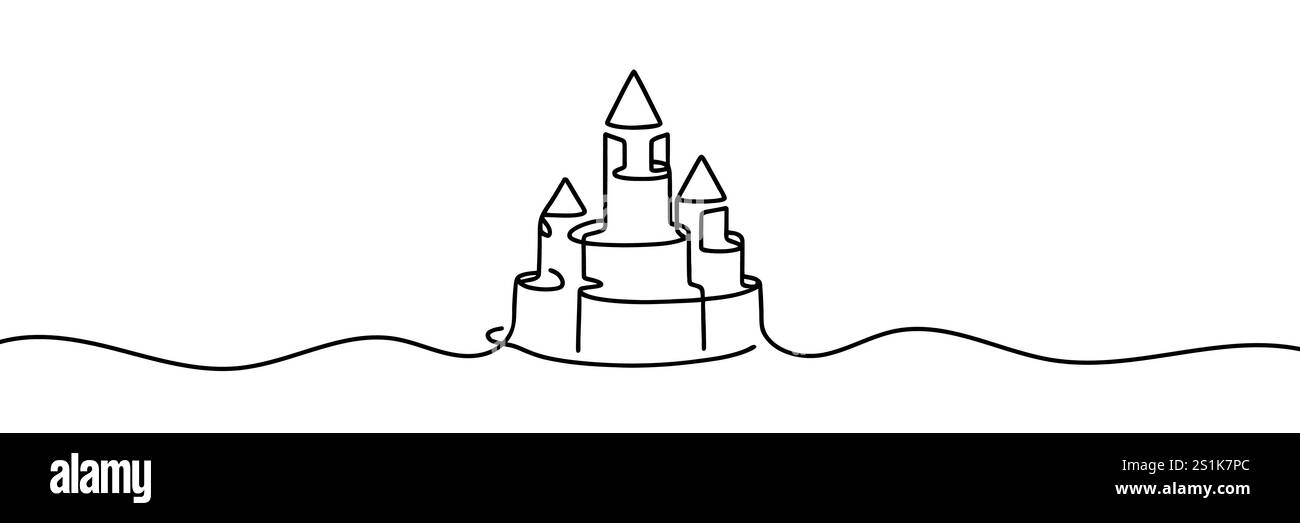 one continuous line drawing of castle. one line drawing of fantasy ...