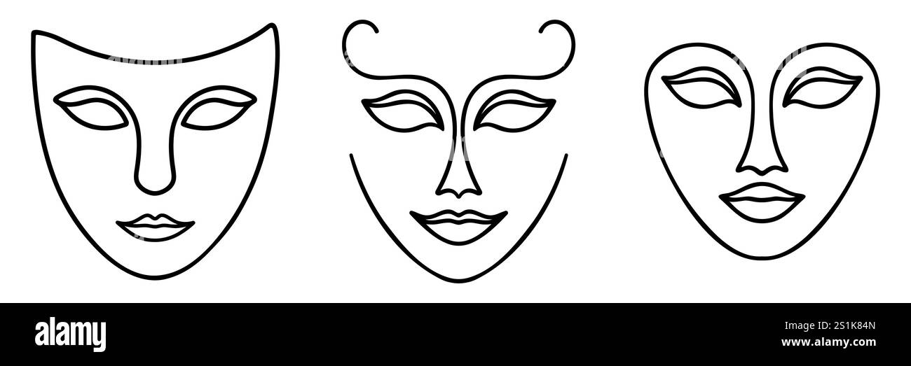 Theater masks line drawn illustration Stock Vector Image & Art - Alamy