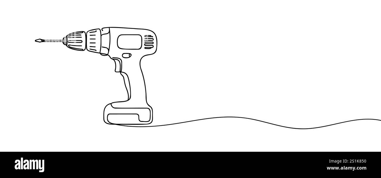 Continuous One-Line Drawing of a Drilling Tool - Minimalist Power Tool ...