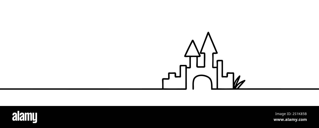 one continuous line drawing of castle. one line drawing of fantasy ...