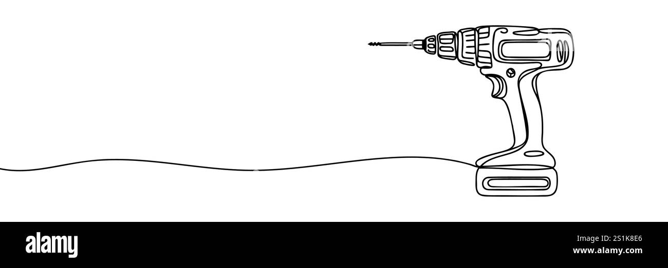 Continuous One-Line Drawing of a Drilling Tool - Minimalist Power Tool ...