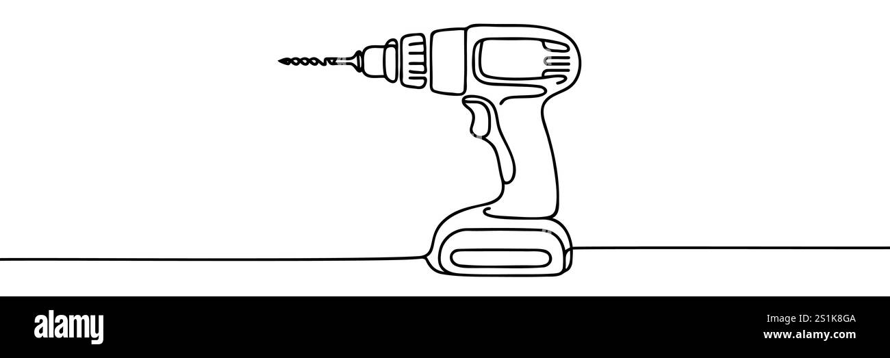 Continuous One-Line Drawing of a Drilling Tool - Minimalist Power Tool ...