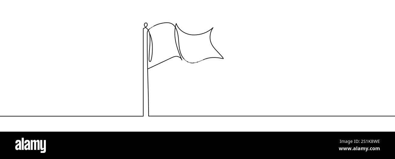 One line drawing of a flag. Editable continuous line. Vector ...