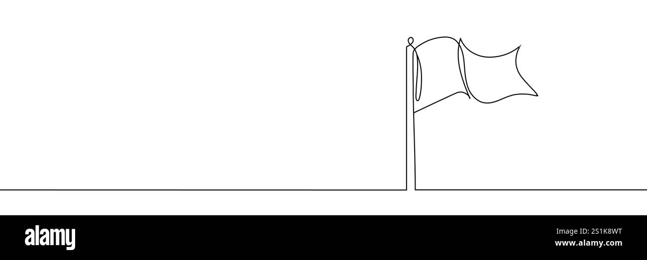 One line drawing of a flag. Editable continuous line. Vector ...