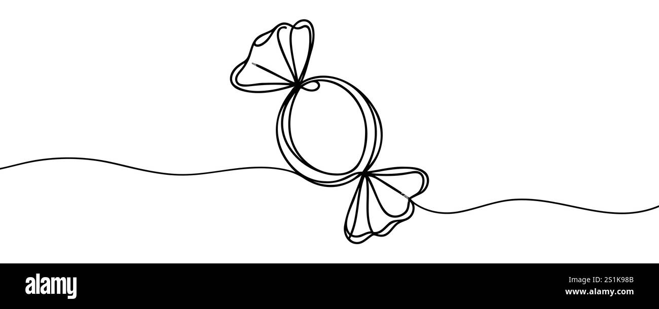 Candy in one continuous line drawing. Minimalist design for sweets and ...