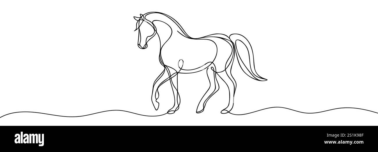 Horse continuous one line drawing hi-res stock photography and images ...