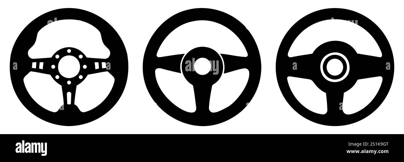 Car Steering Wheels On A White Background. Variety Of Designs ...