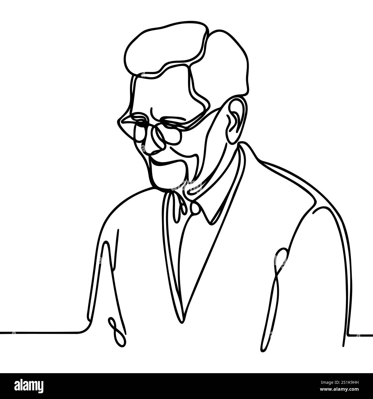 Continuous one line drawing of portrait of a senior man. Minimal ...