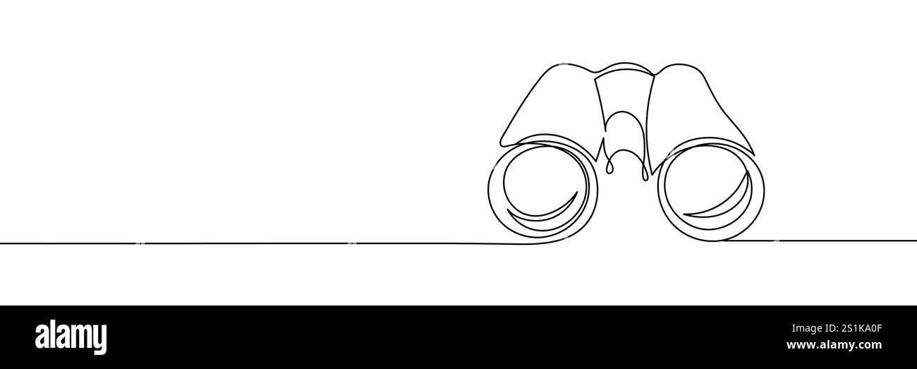 Continuous single line binoculars. Editable line. Vector illustration ...