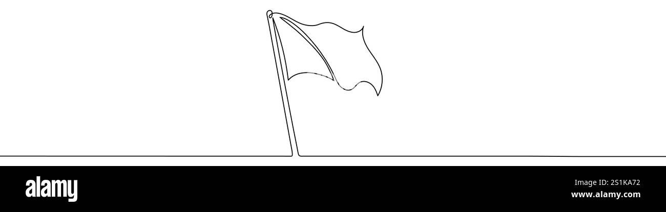 One line drawing of a flag. Editable continuous line. Vector ...