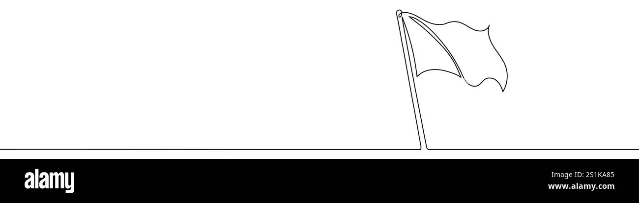One line drawing of a flag. Editable continuous line. Vector ...